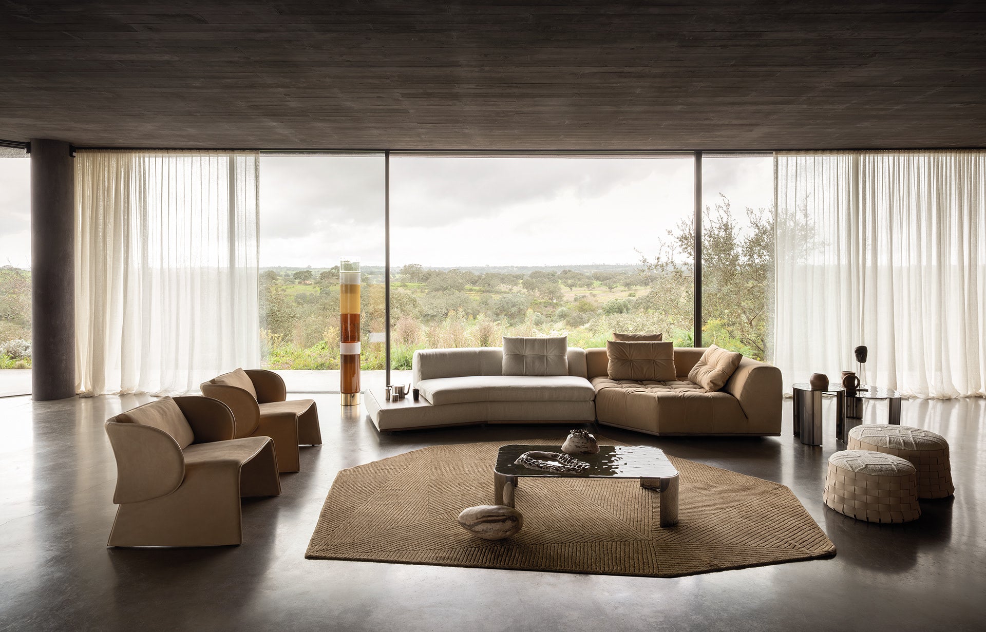 Divano Montgomery Cierre1972 – Divano modulare con tavolino in legno